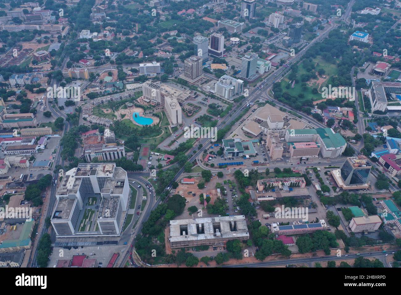 An aerial shot of the city of Accra in Ghana during the day Stock Photo ...