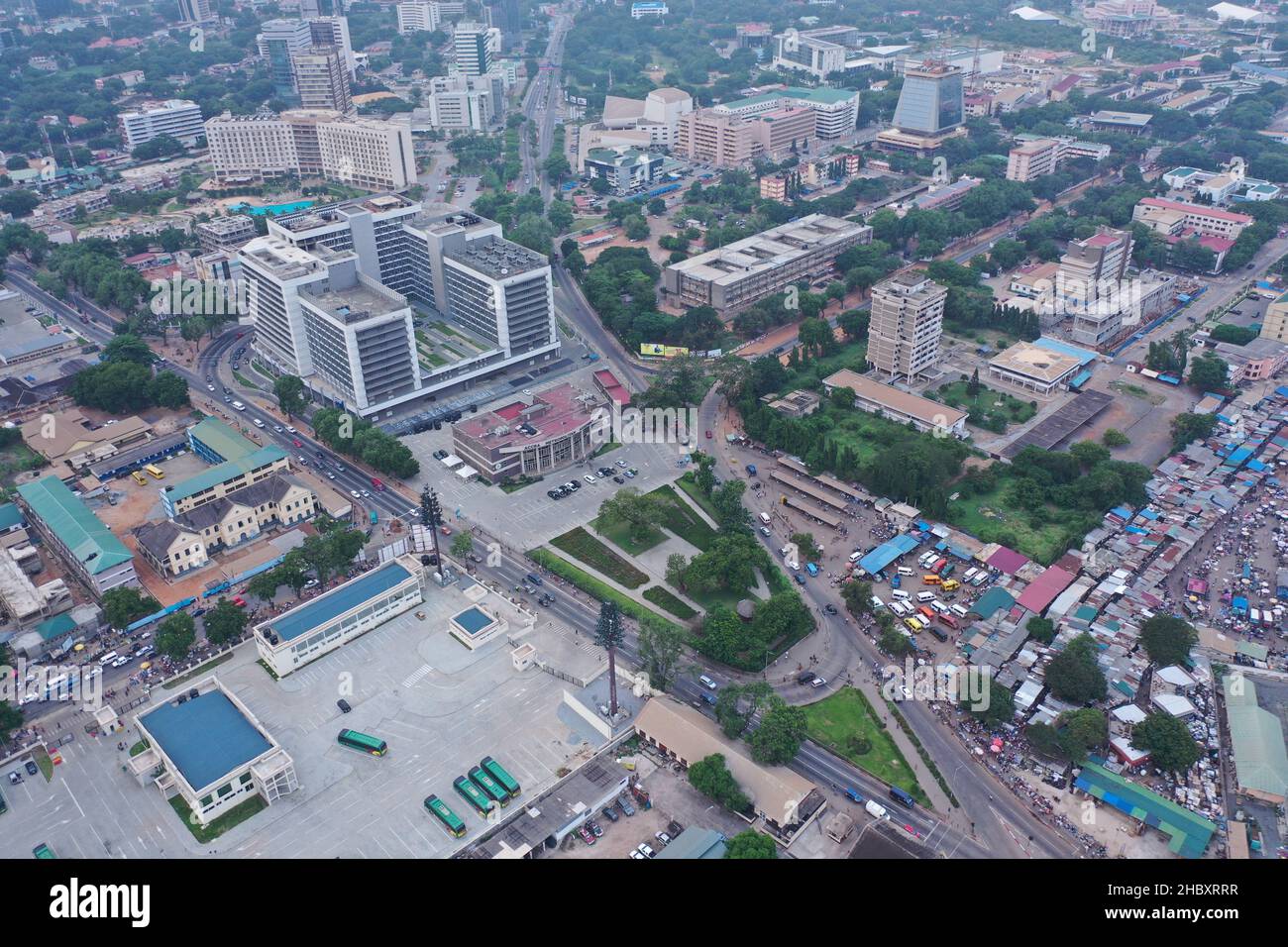 An aerial shot of the city of Accra in Ghana during the day Stock Photo ...
