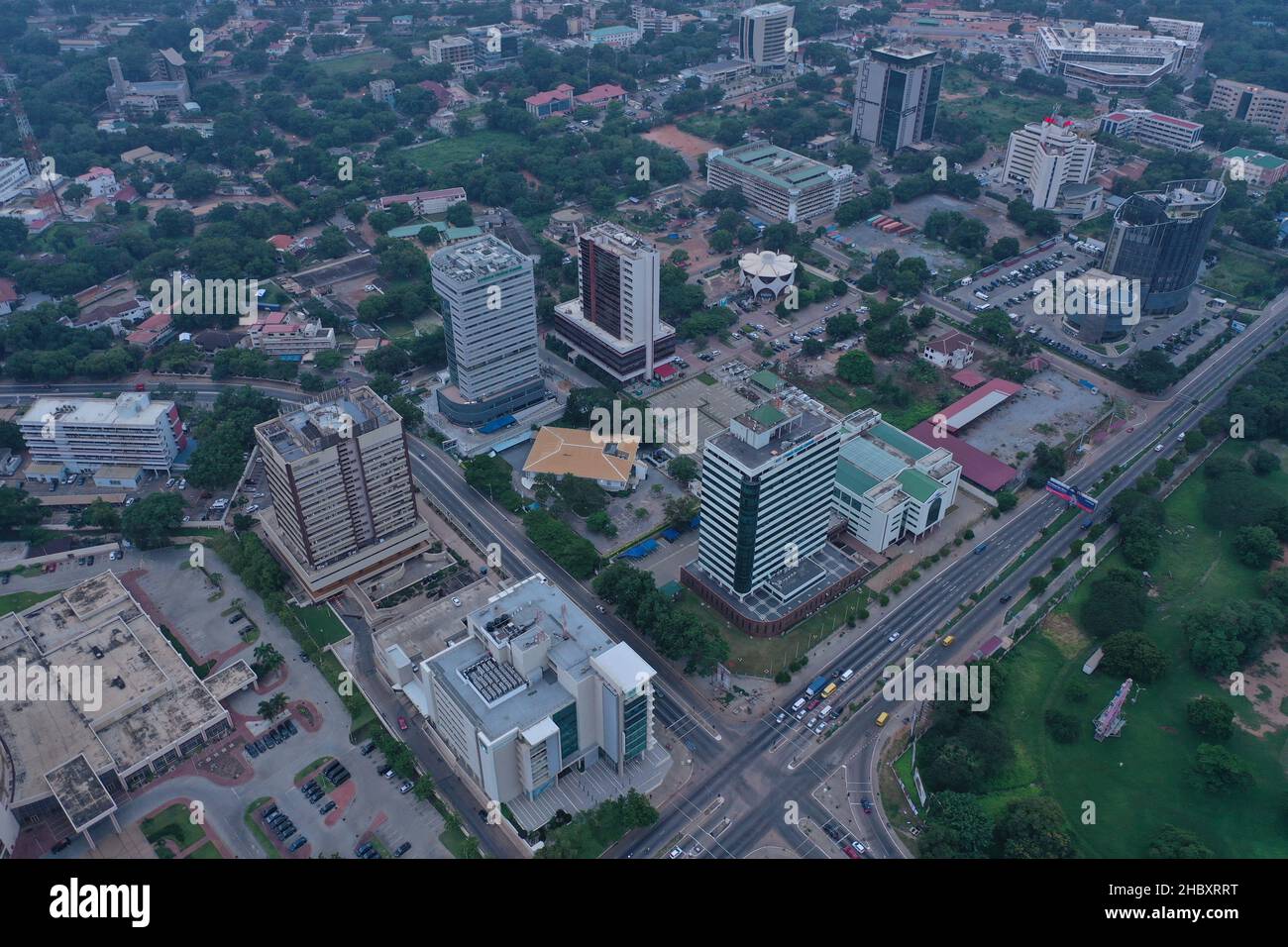 An aerial shot of the city of Accra in Ghana during the day Stock Photo ...