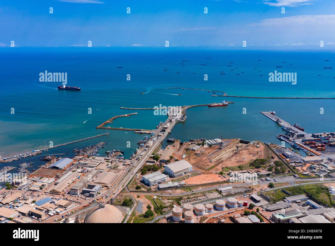 An aerial shot of a port developmet in Ghana Stock Photo - Alamy
