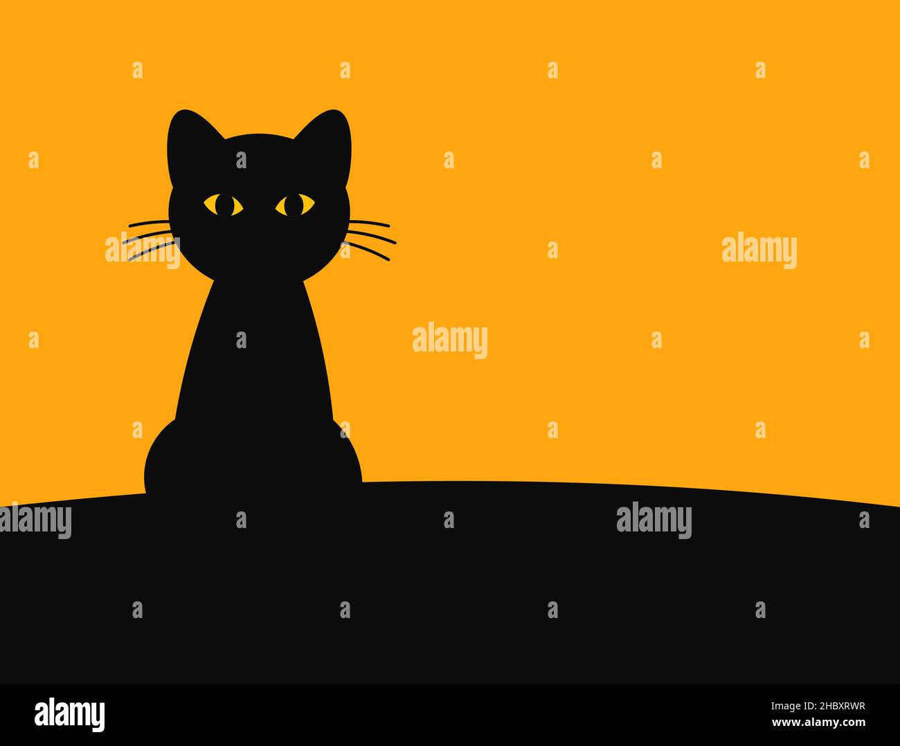 Black cat Halloween card background. Vector illustration Stock Vector ...