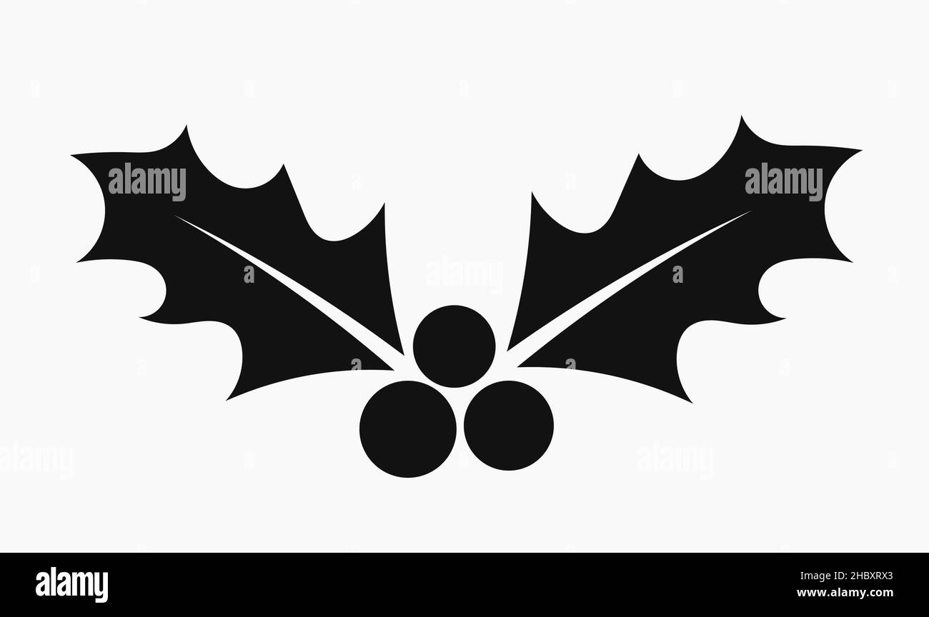 Holly berry black shape icon. Christmas plant symbol Stock Vector Image ...