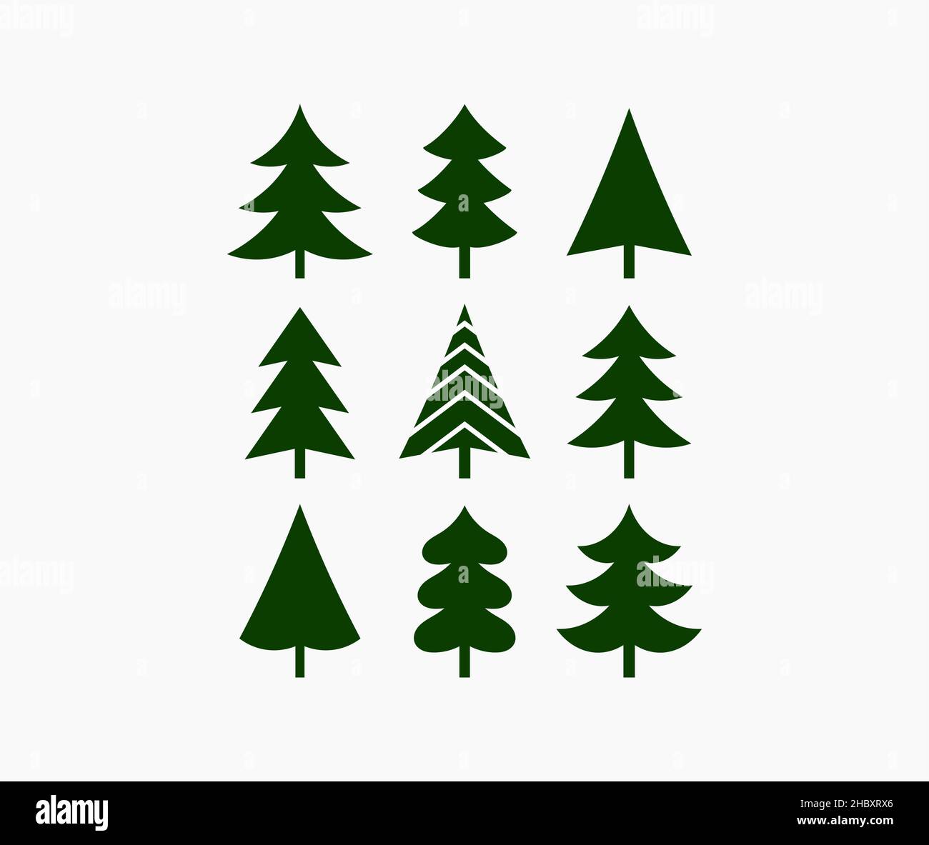 Christmas trees icons shapes set. Vector illustration Stock Vector ...