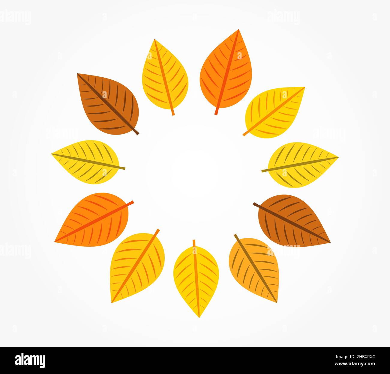 Autumn leaves circle border background. Vector illustration Stock ...
