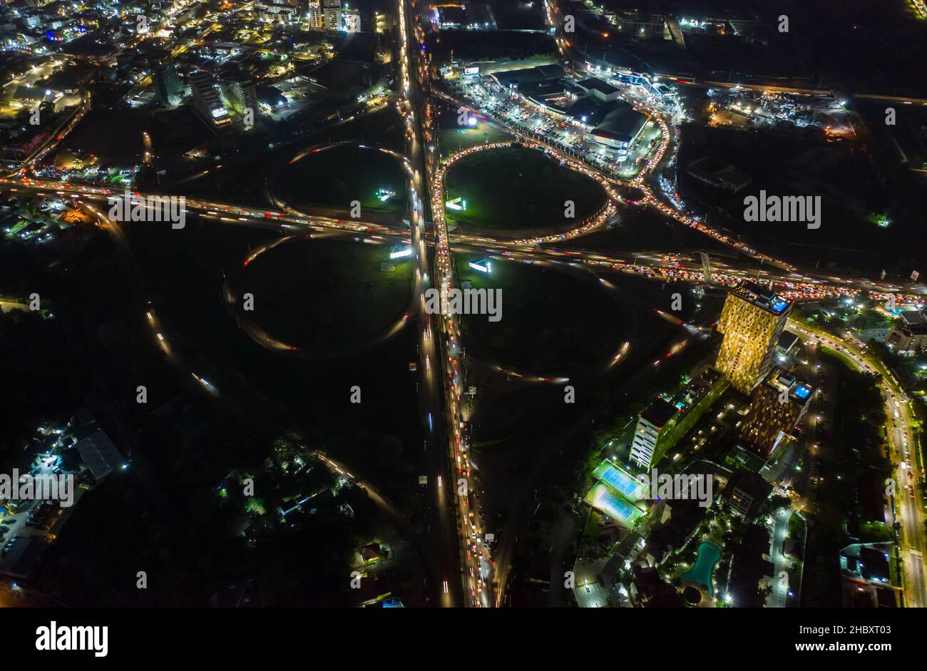 An aerial shot of the city of Accra in Ghana at night Stock Photo - Alamy