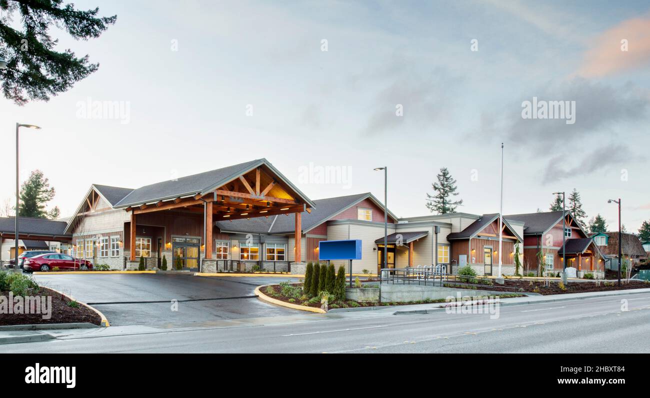 An assisted living and care home for seniors, modern building Stock ...