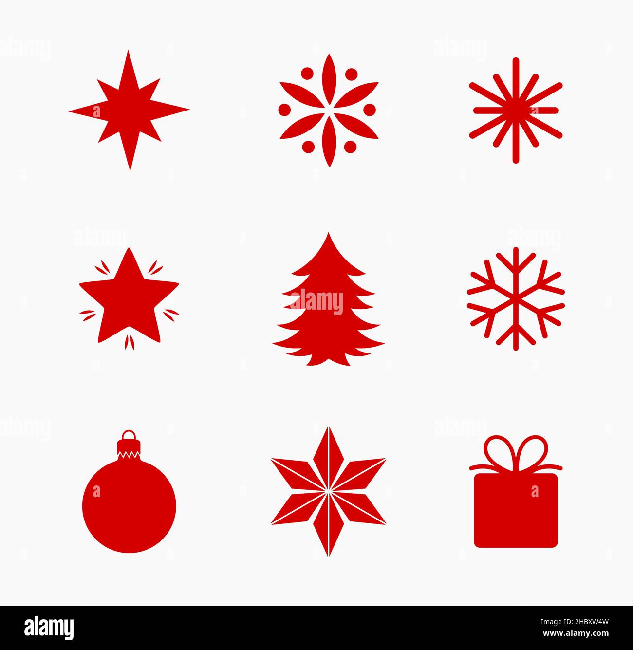 Christmas red icons and symbols collection. Vector illustration Stock ...