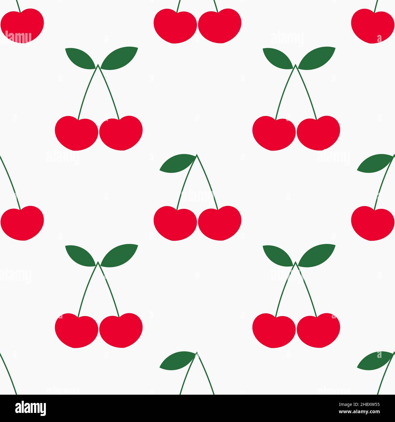 Cherries fruit flat seamless pattern. Vector illustration Stock Vector ...