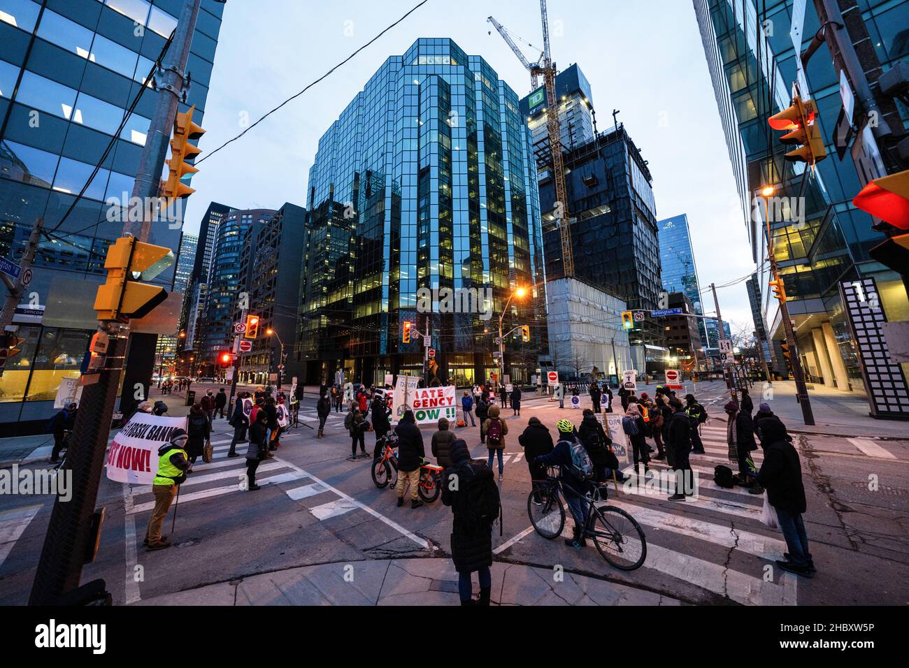 Toronto, Canada. 21st Dec, 2021. Protesters gather outside the RBC ...