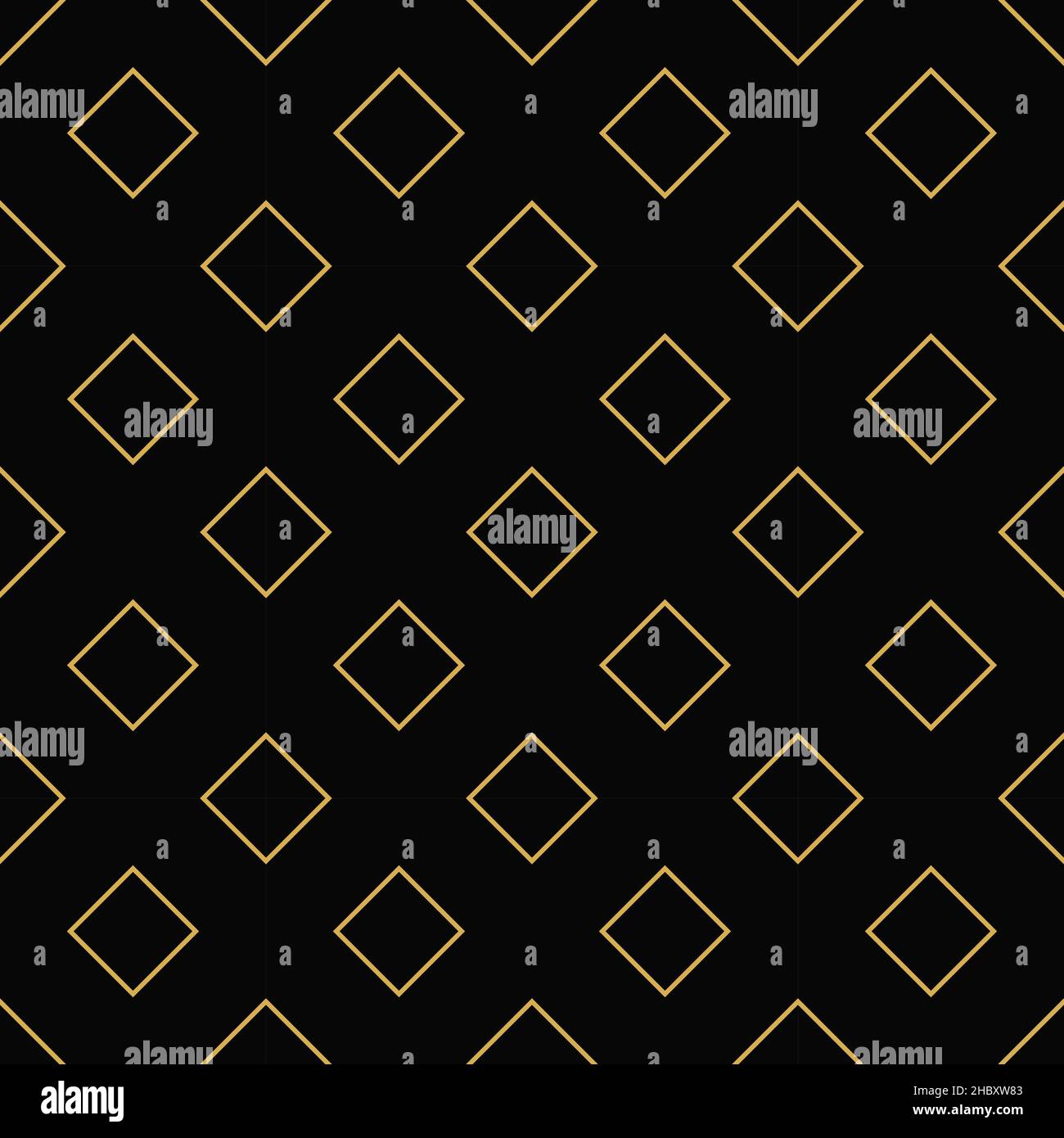 Gold squares on black background seamless geometric pattern. Vector ...