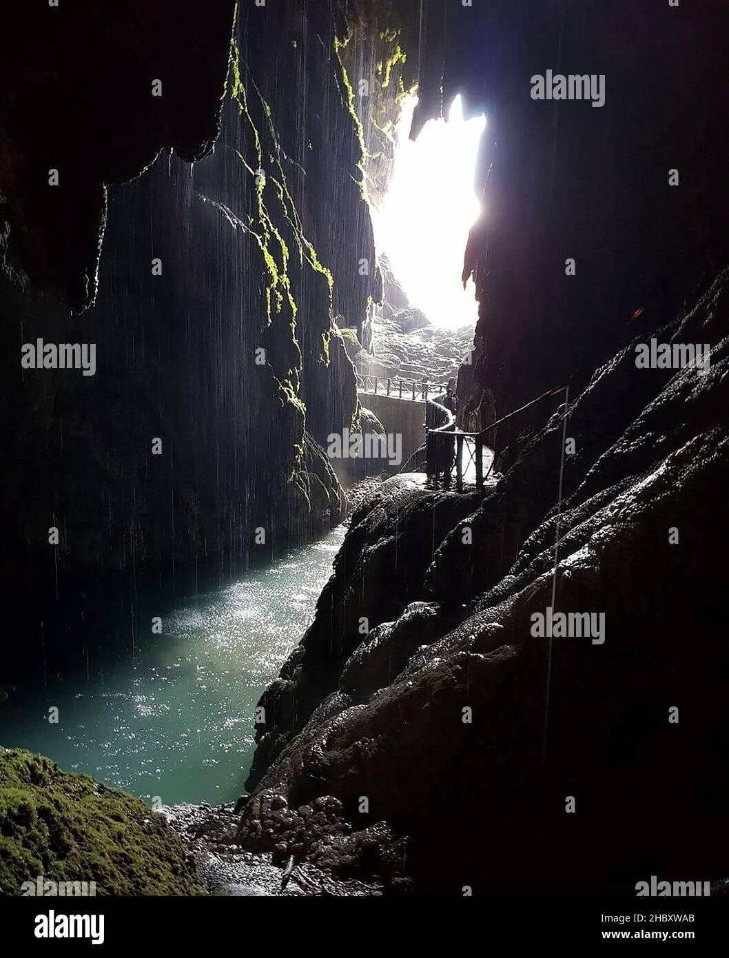 A vertical shot of water in a cave in Spain Stock Photo - Alamy
