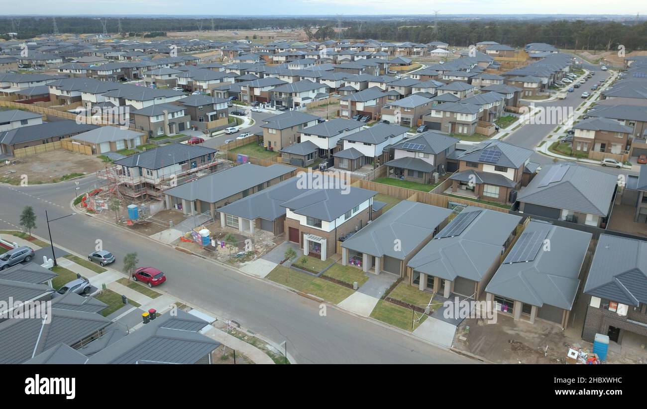 An aerial view of the estate of Elara in Marsden Park NSW Sydney ...