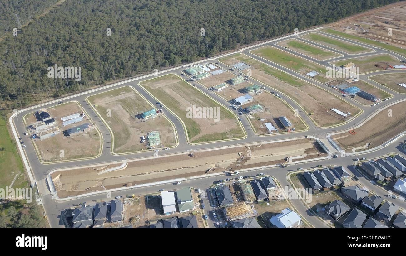 An aerial view of the estate of Elara in Marsden Park NSW Sydney ...