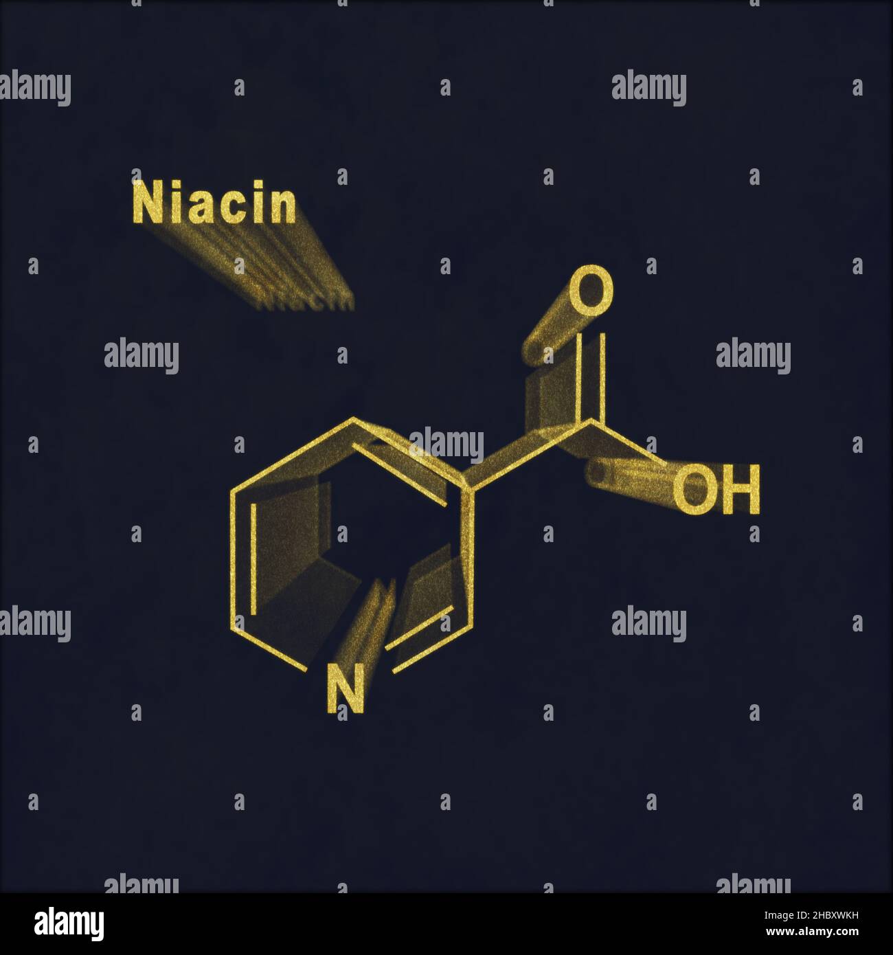 Niacin (nicotinic acid) molecule, vitamin B3 Structural chemical ...