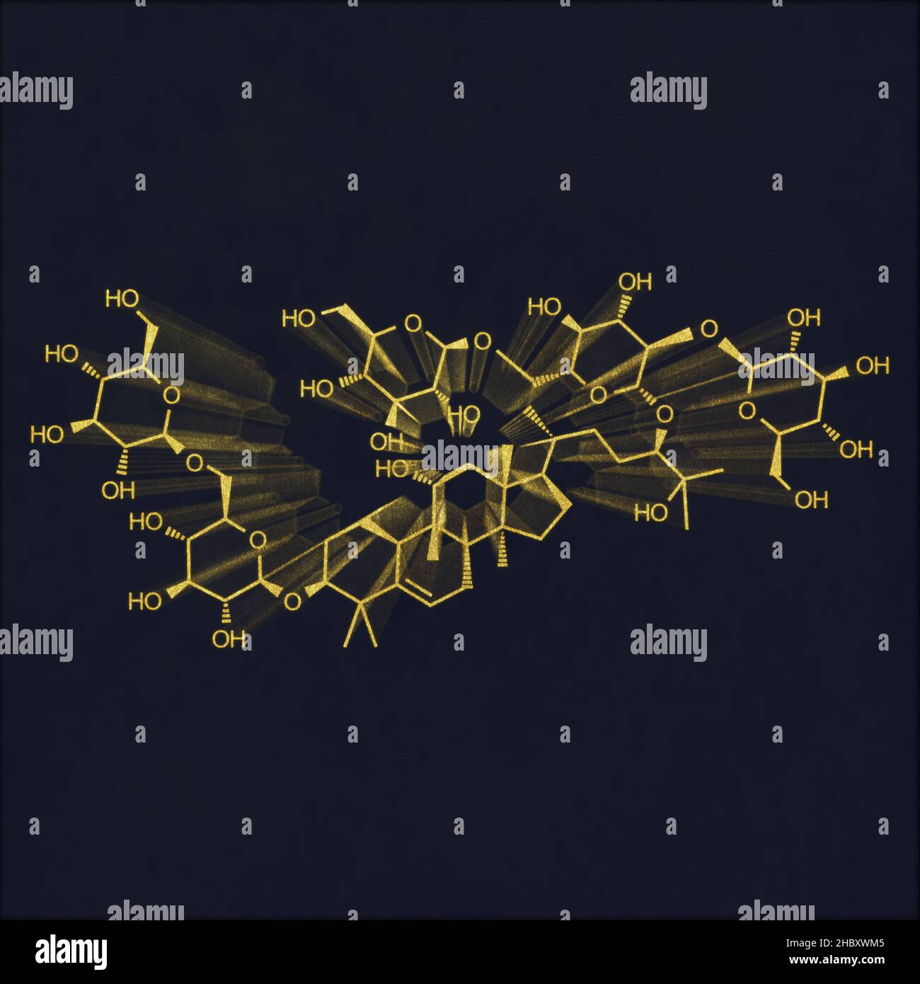 Mogroside Structural chemical formula gold on dark background (Monk ...