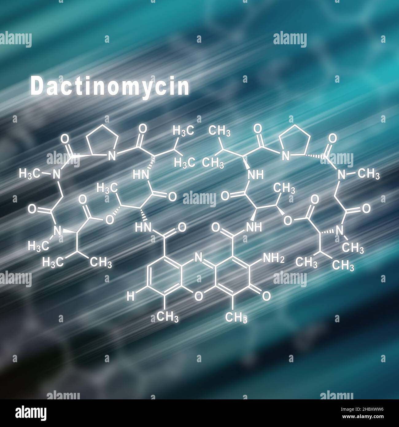 Dactinomycin cancer chemotherapy drug, Structural chemical formula ...