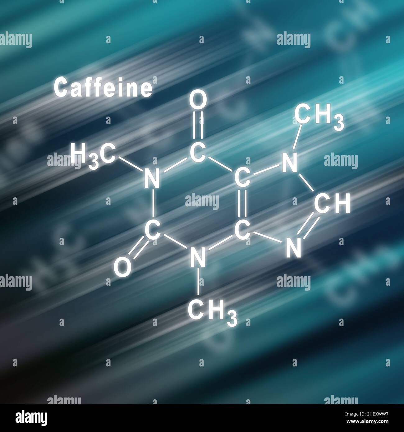 Caffeine Structural chemical formula futuristic background Stock Photo ...