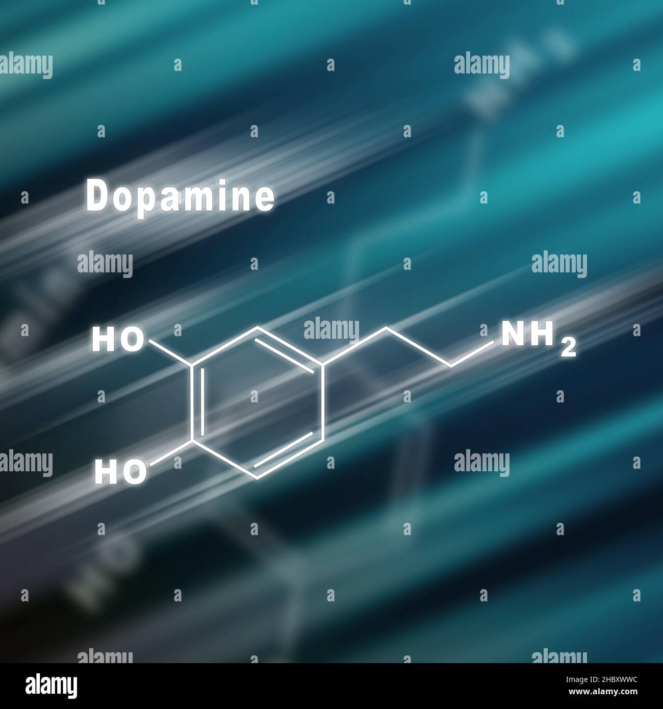Dopamine Hormone Structural chemical formula futuristic background ...