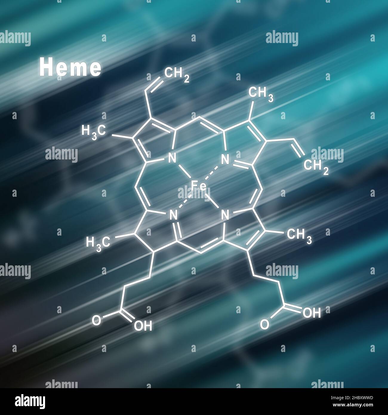 Heme molecule Structural chemical formula futuristic background Stock ...