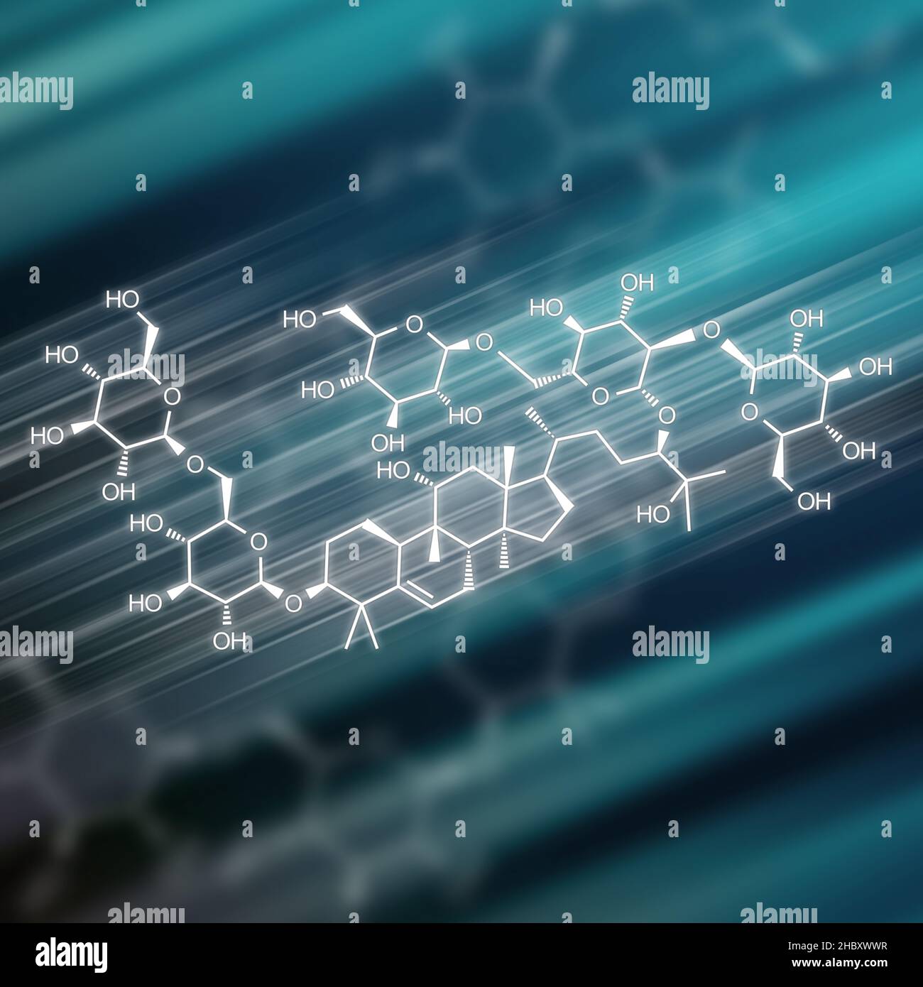 Mogroside Structural chemical formula futuristic background (Monk Fruit ...
