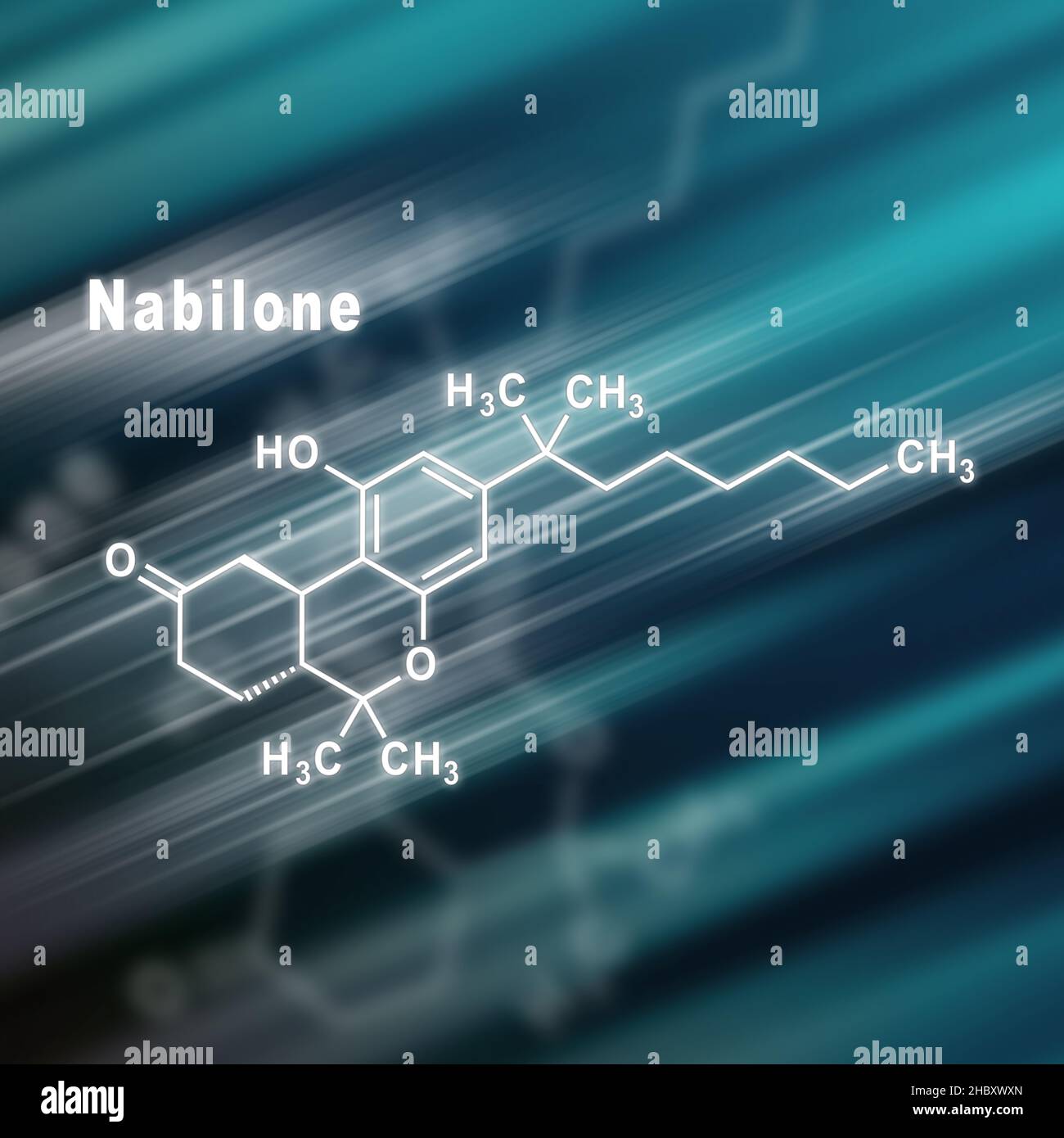 Nabilone synthetic cannabinoid, Structural chemical formula futuristic ...