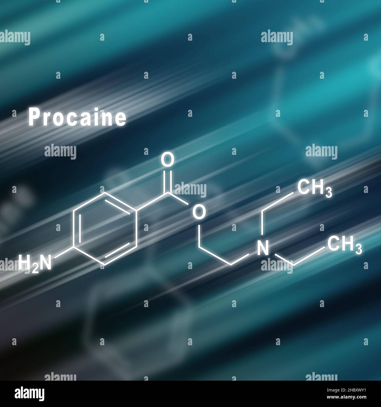 Procaine, anesthetic drug, Structural chemical formula futuristic ...