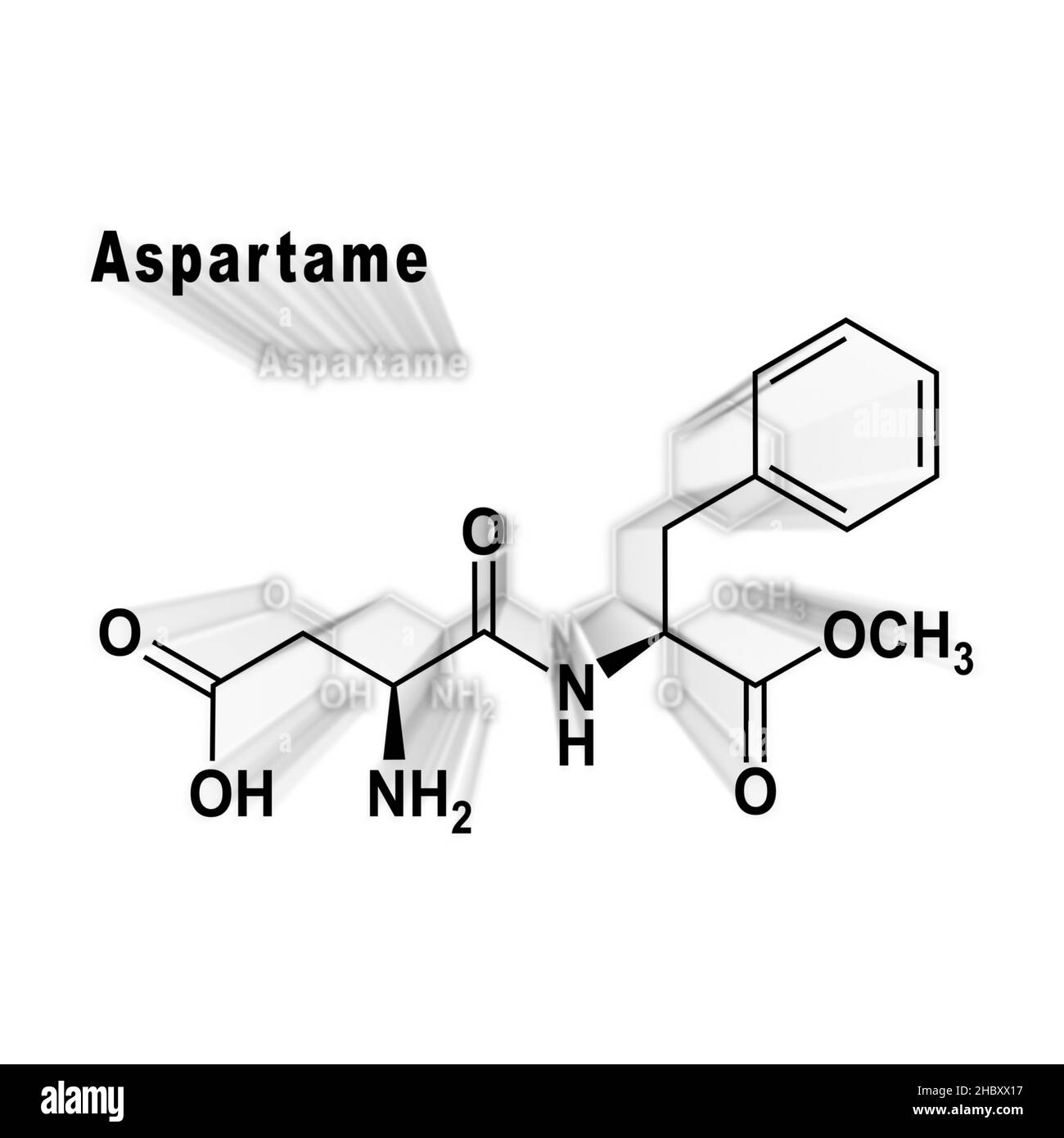 Aspartame artificial sweetener, Structural chemical formula on a white ...