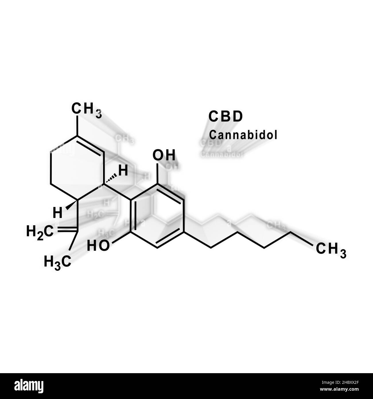 CBD Cannabidiol Structural chemical formula on a white background Stock ...