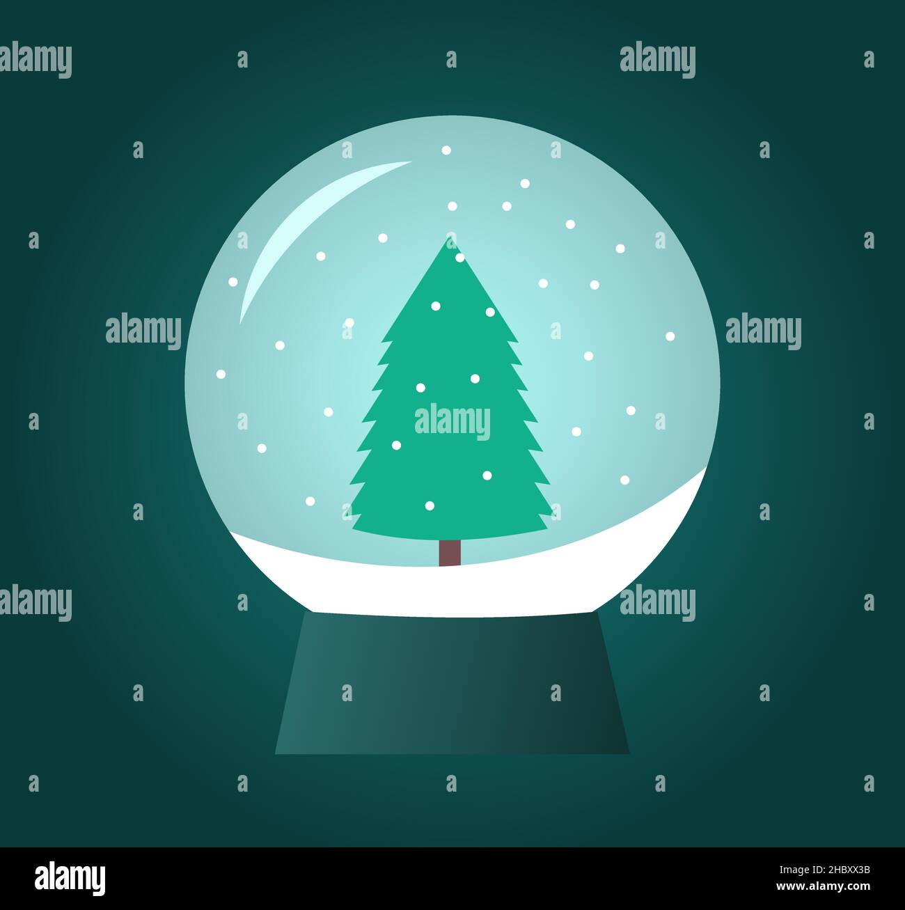 Christmas glass snow ball with Christmas tree inside. Vector ...