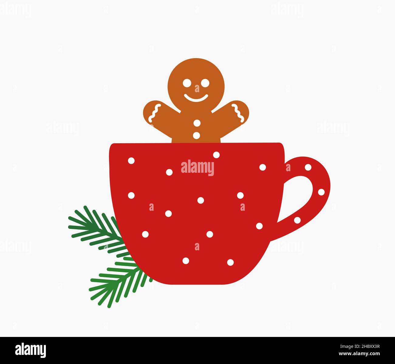 Gingerbread coffee or hot chocolate Christmas drink in a red cup. Cute ...