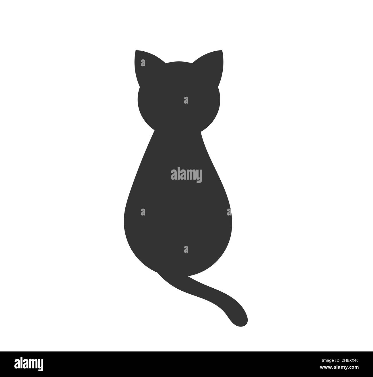 Sitting Cat Silhouette From Back