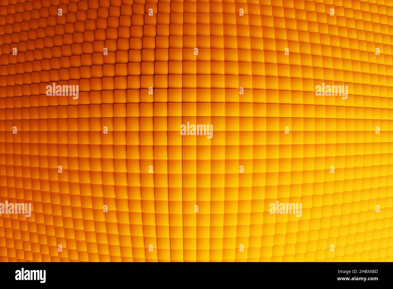 3d illustration of rows of yellow cube.Parallelogram pattern ...