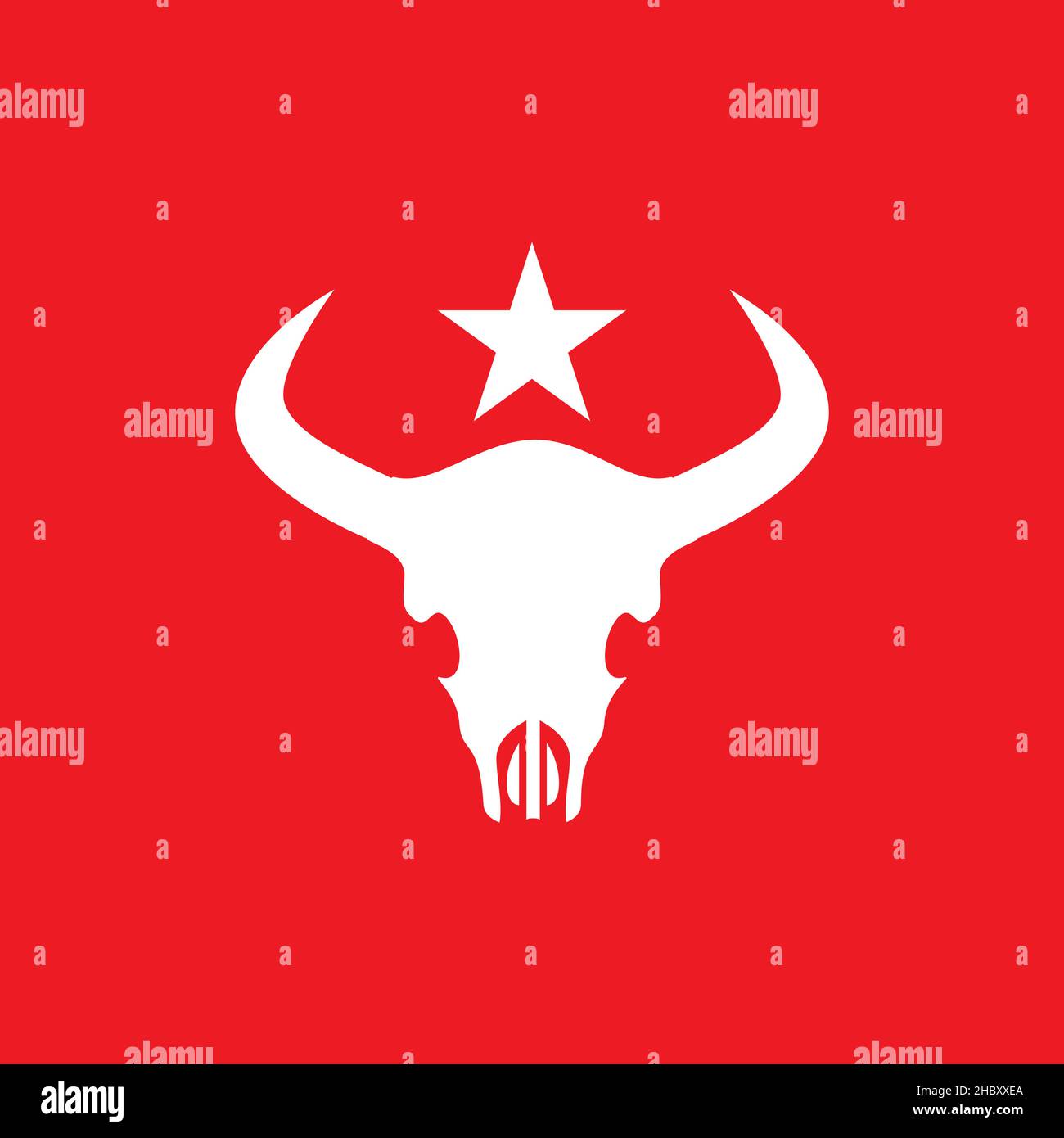 cow skull with with star flat logo design vector graphic symbol icon ...