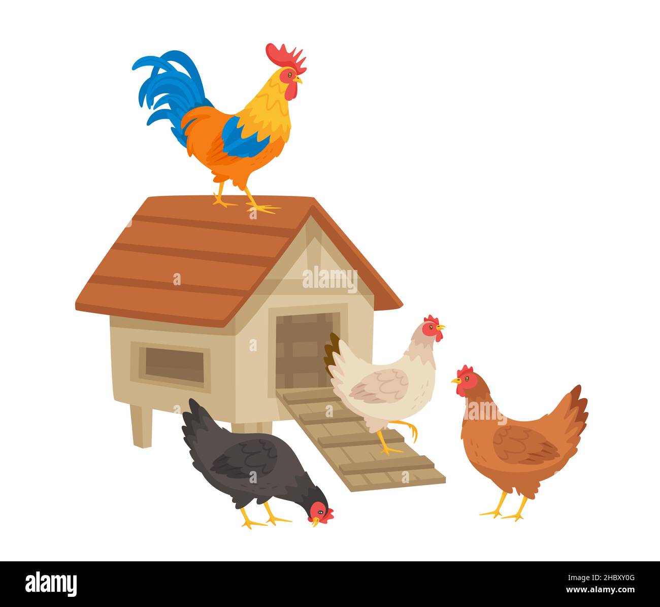 Chicken happy family. Vector illustration. White background Stock ...
