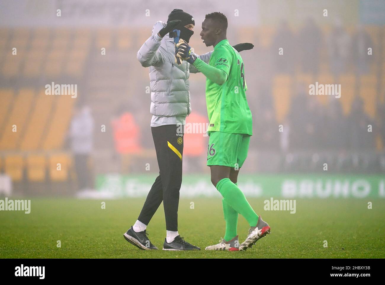 Chelsea manager Thomas Tuchel (left) and goalkeeper Edouard Mendy hug ...