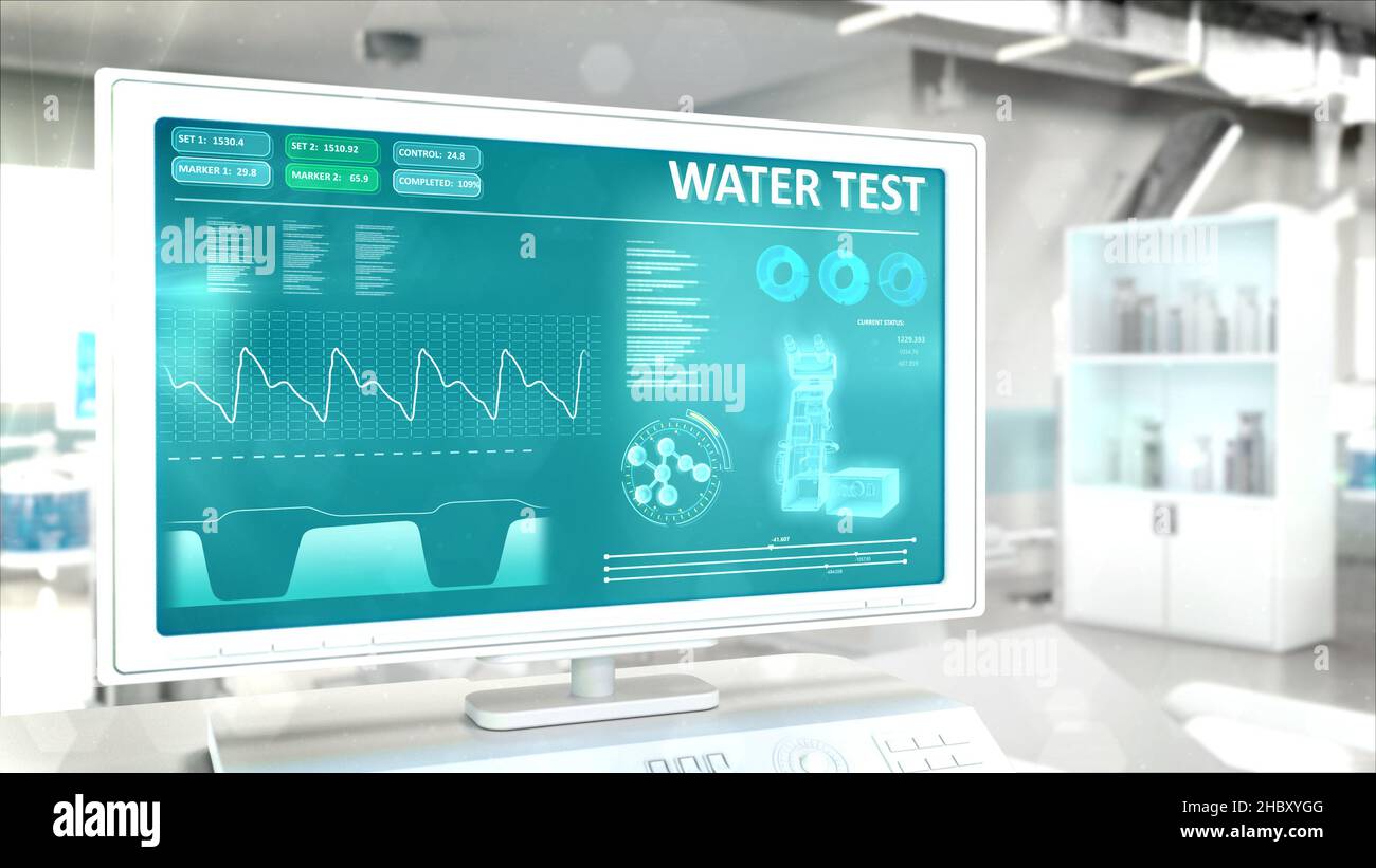 drinkable water quality test in high tech clinic room . concept ...