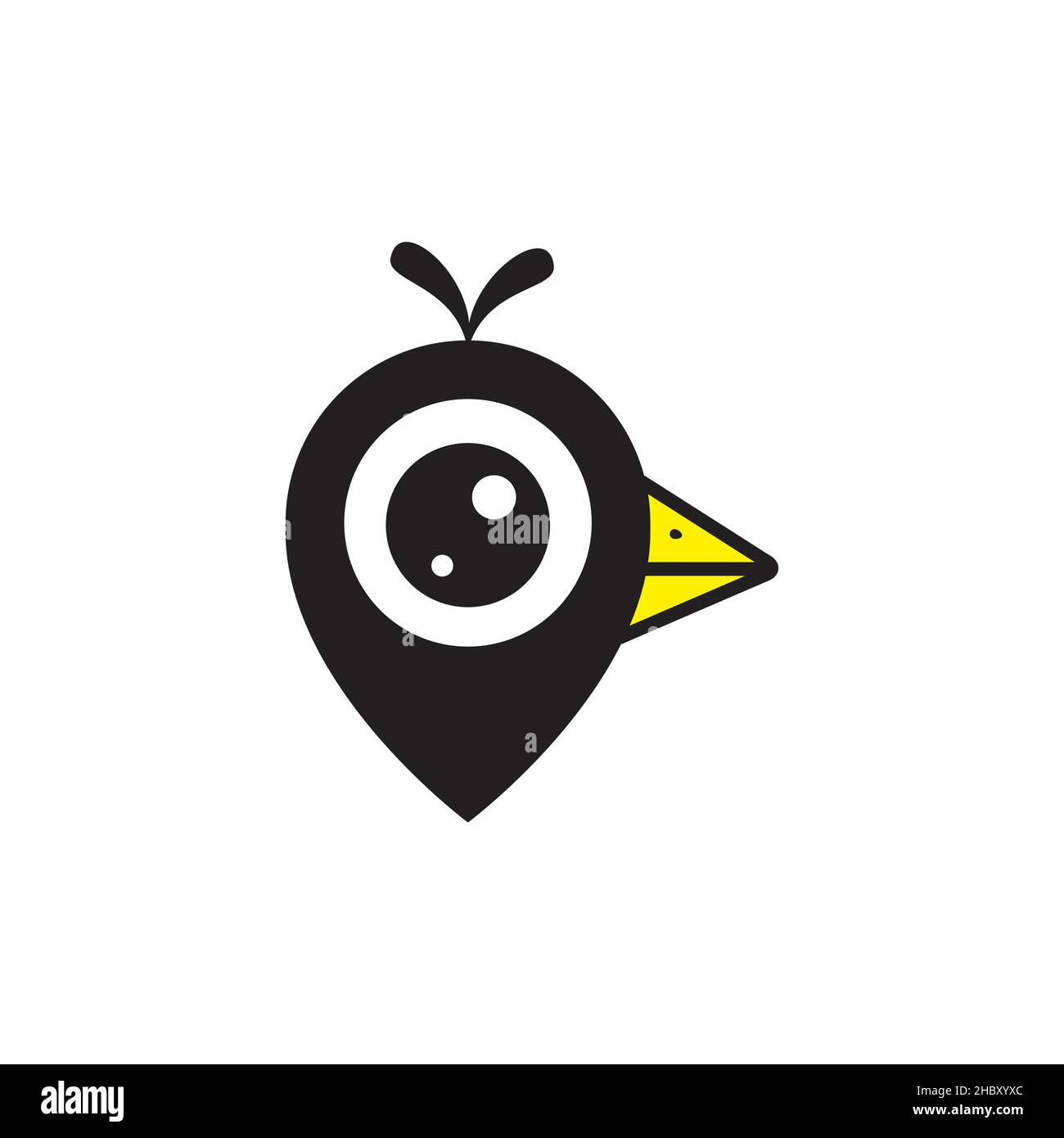 little bird with pin map location logo design vector graphic symbol ...