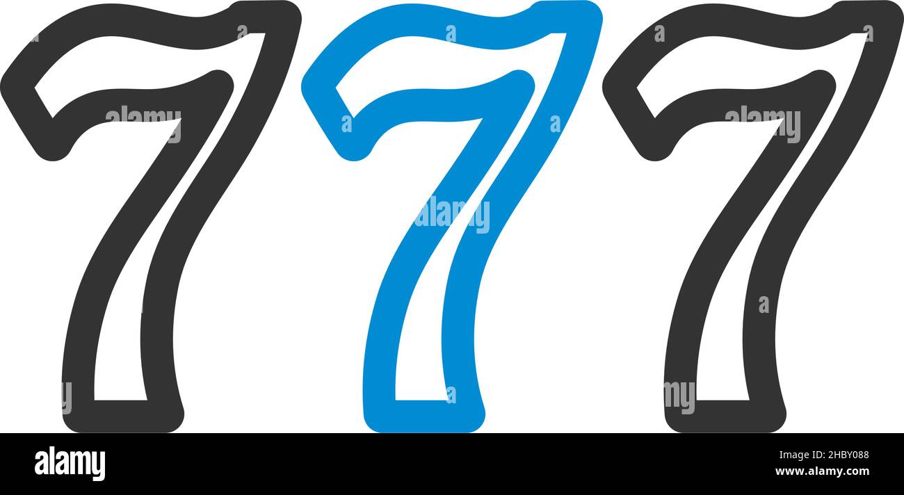 777 Icon. Editable Bold Outline With Color Fill Design. Vector ...