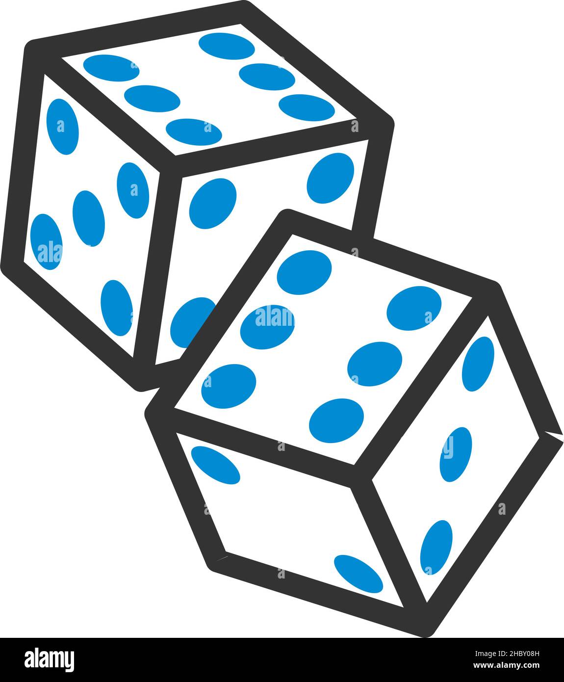 Craps Dice Icon. Editable Bold Outline With Color Fill Design. Vector ...