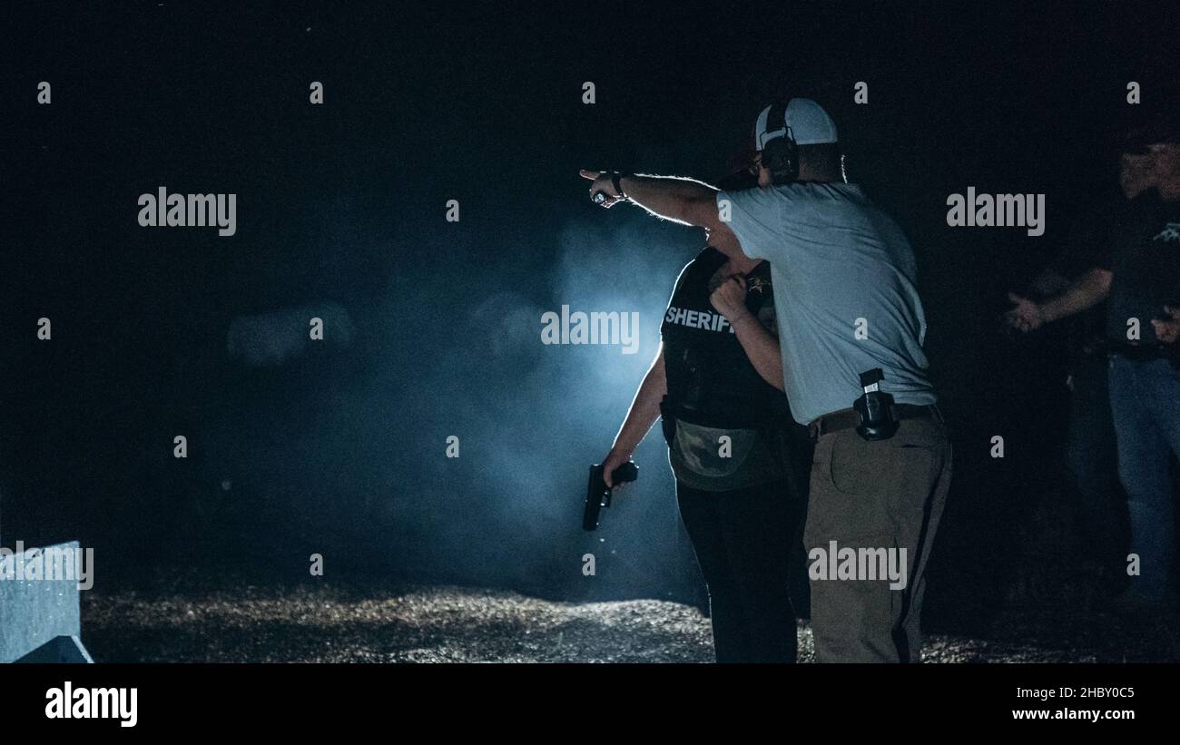 The people during the law enforcement training night target practice ...