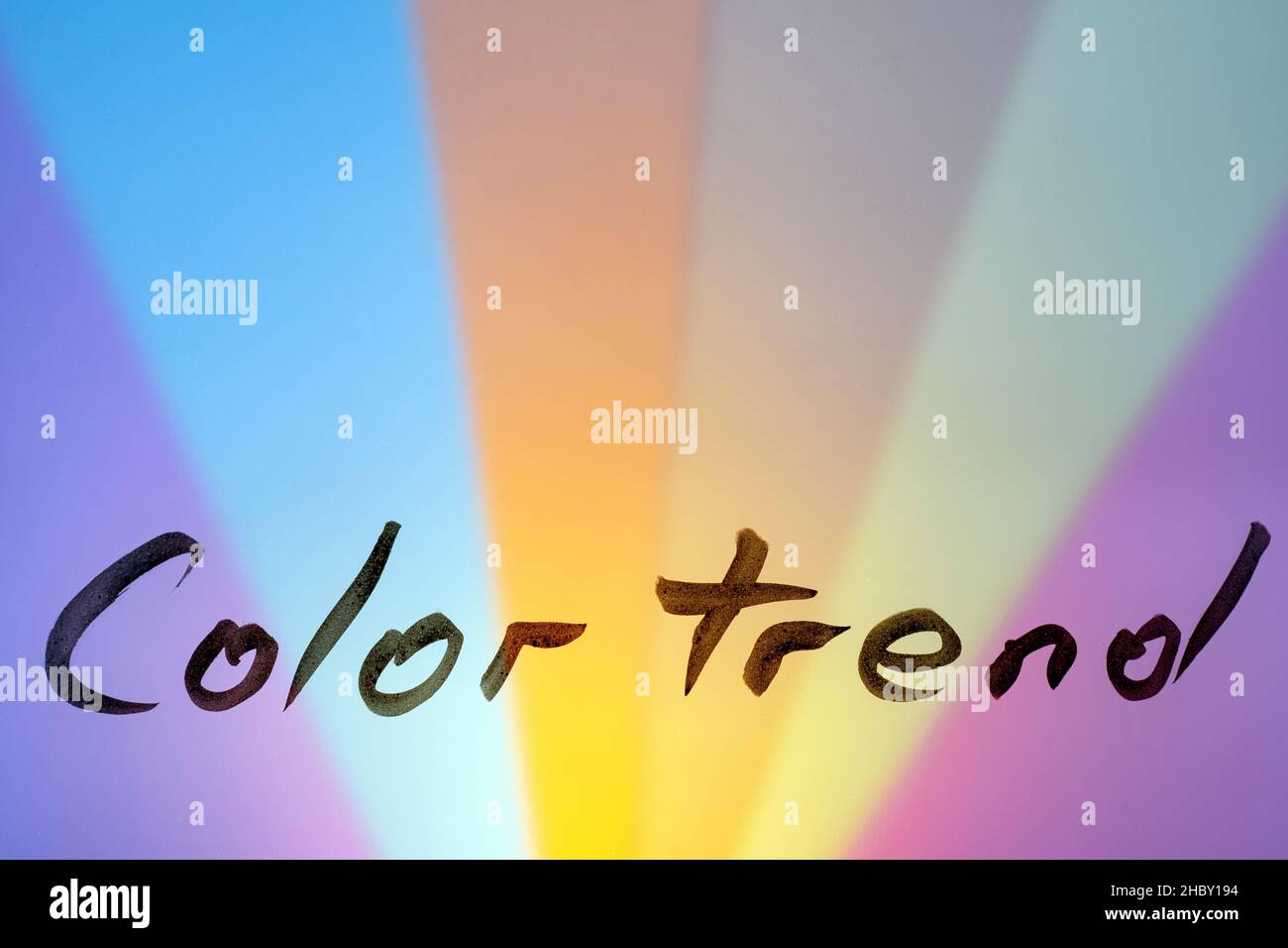 Color trend hand written with a brush, on a stained glass texture, and ...
