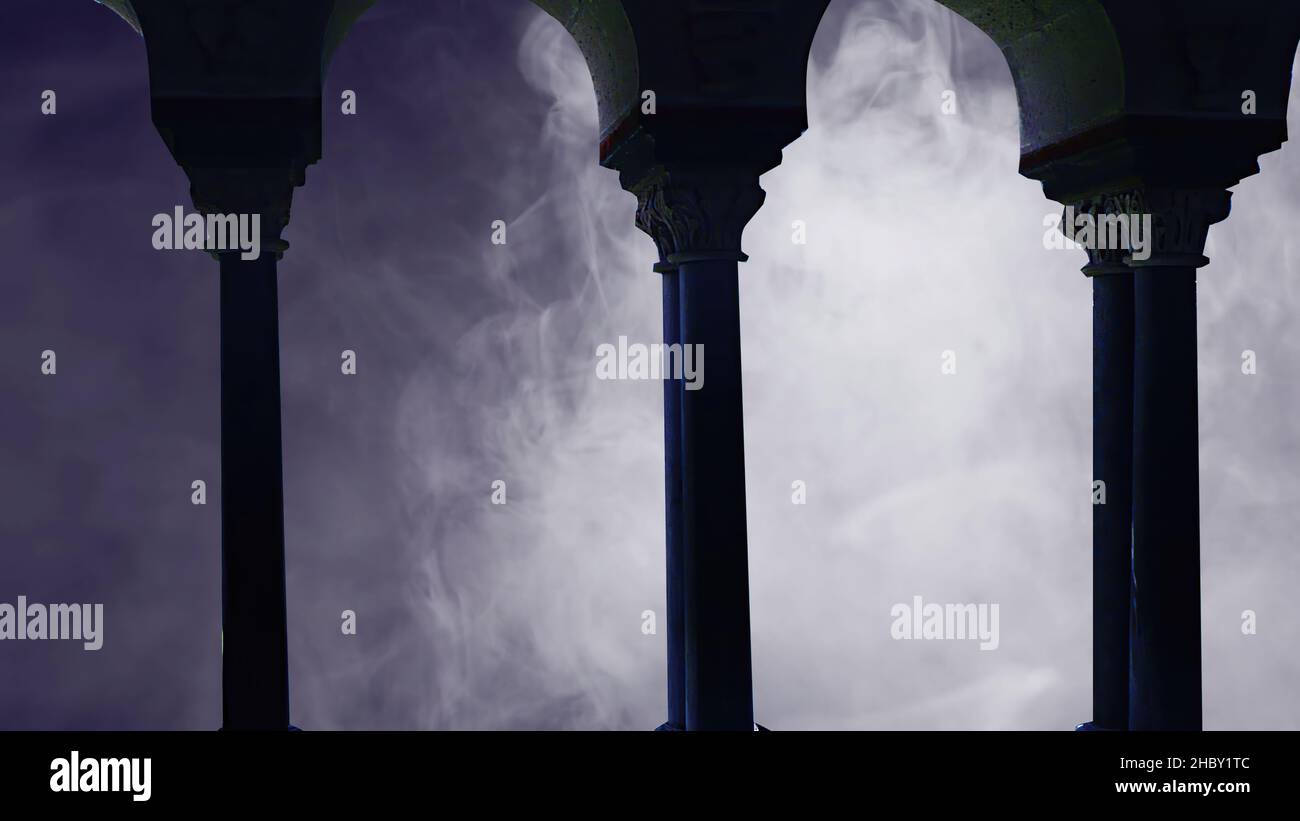 3d illustration - Full Moonrise Through The Clouds On Dark Blue Night ...