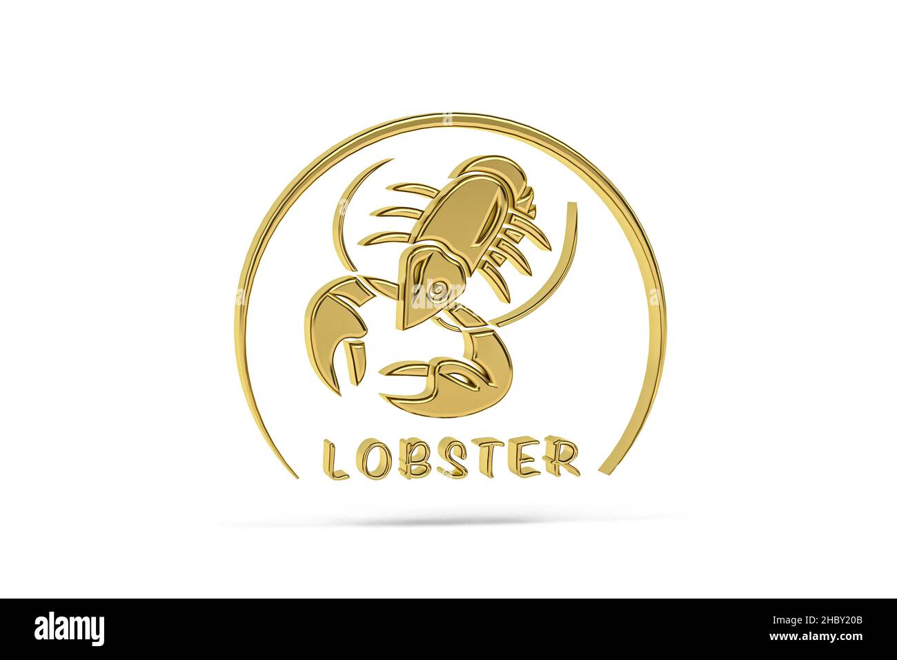 Golden 3d lobster icon isolated on white background - 3d render Stock ...