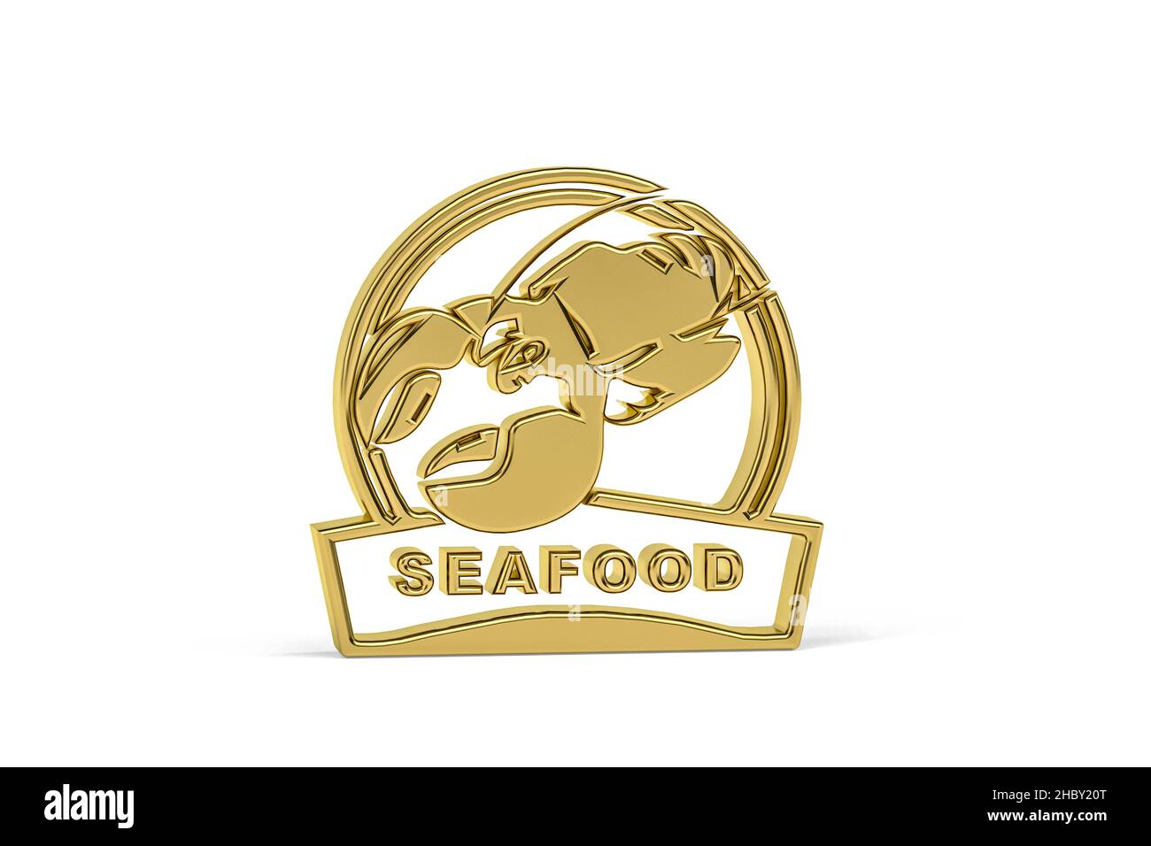 Golden 3d lobster icon isolated on white background - 3d render Stock ...