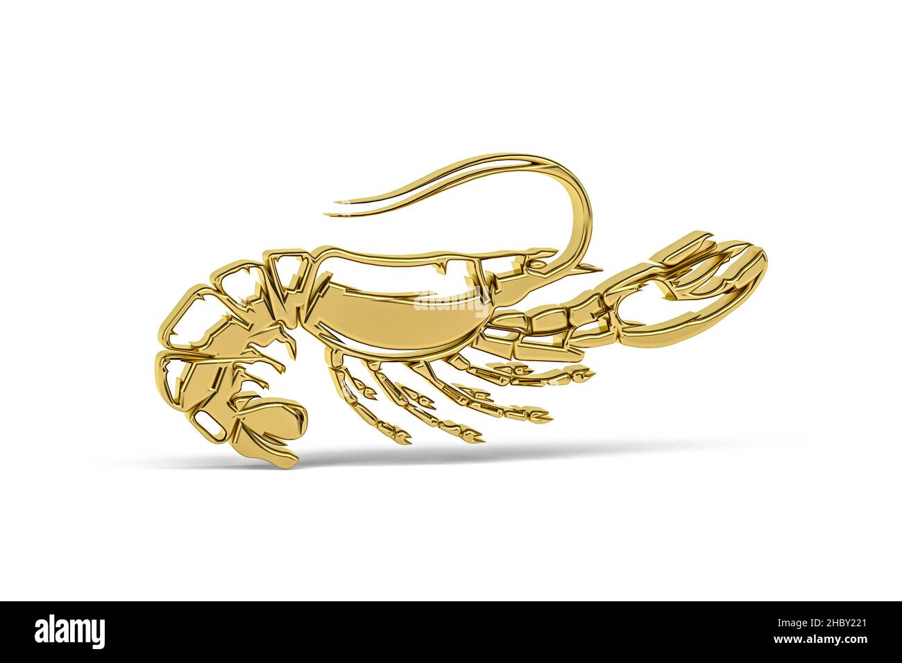 Golden 3d lobster icon isolated on white background - 3d render Stock ...
