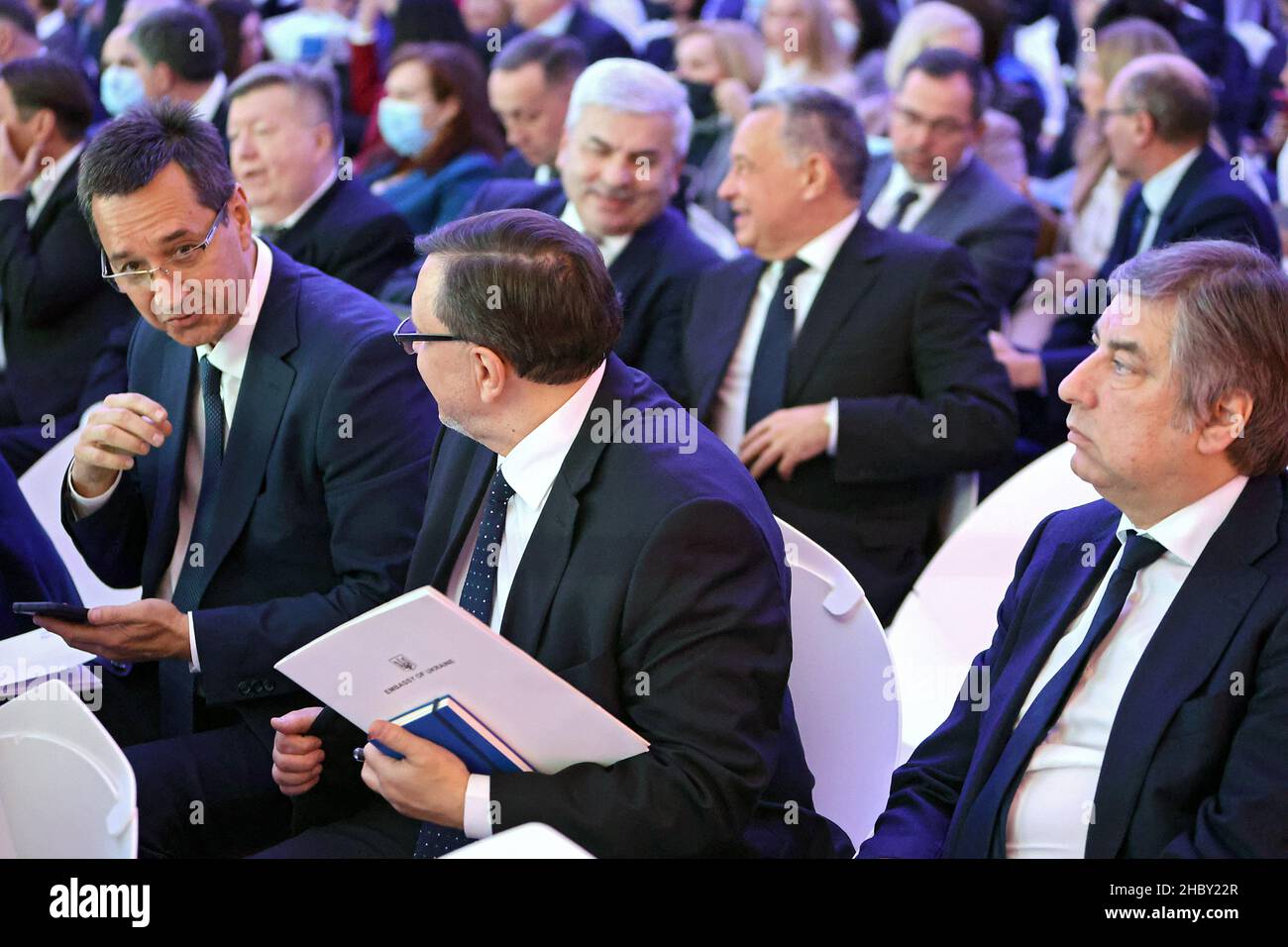 HUTA, UKRAINE - DECEMBER 21, 2021 - Participants attend the Conference ...