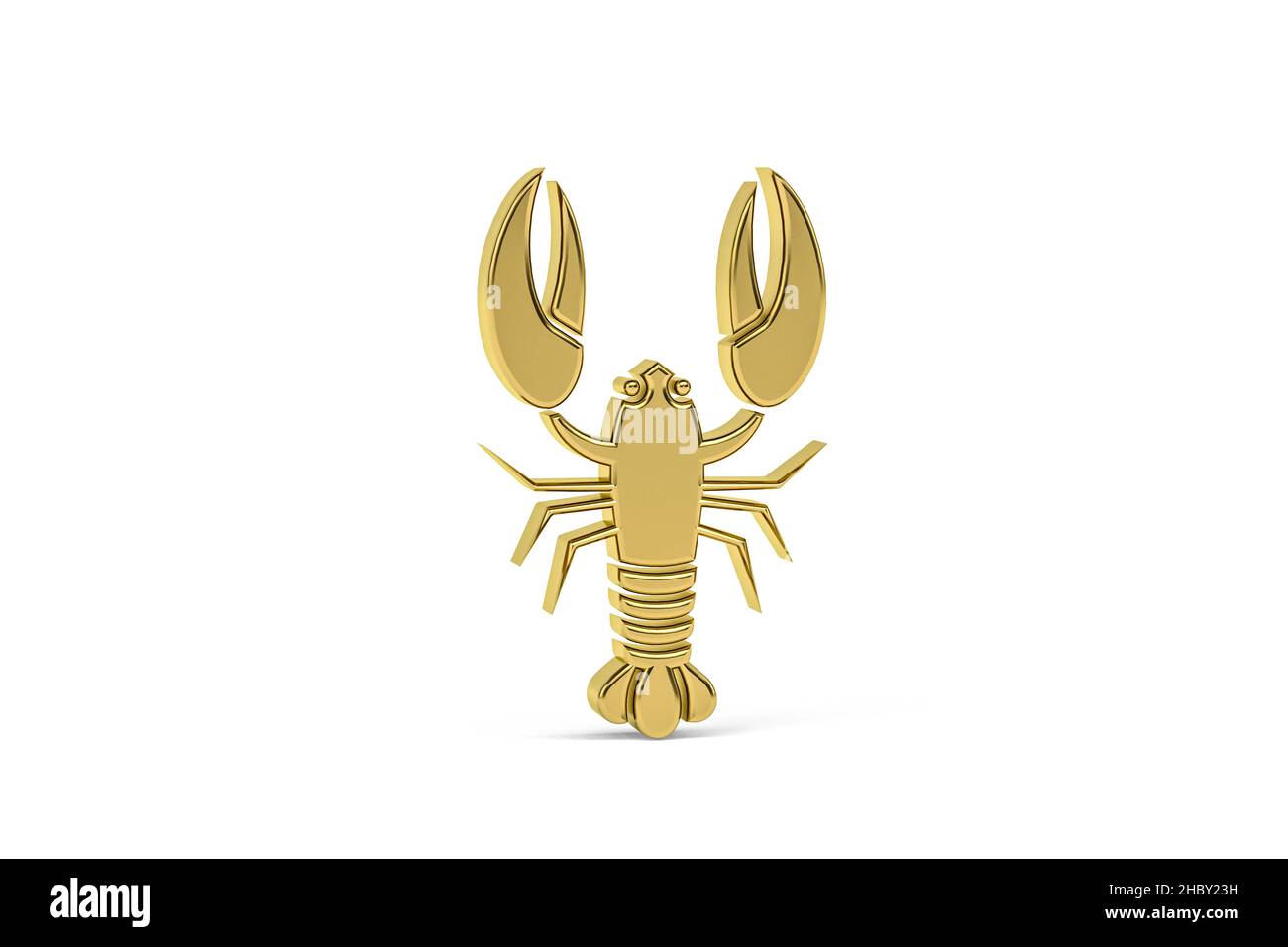 Golden 3d lobster icon isolated on white background - 3d render Stock ...