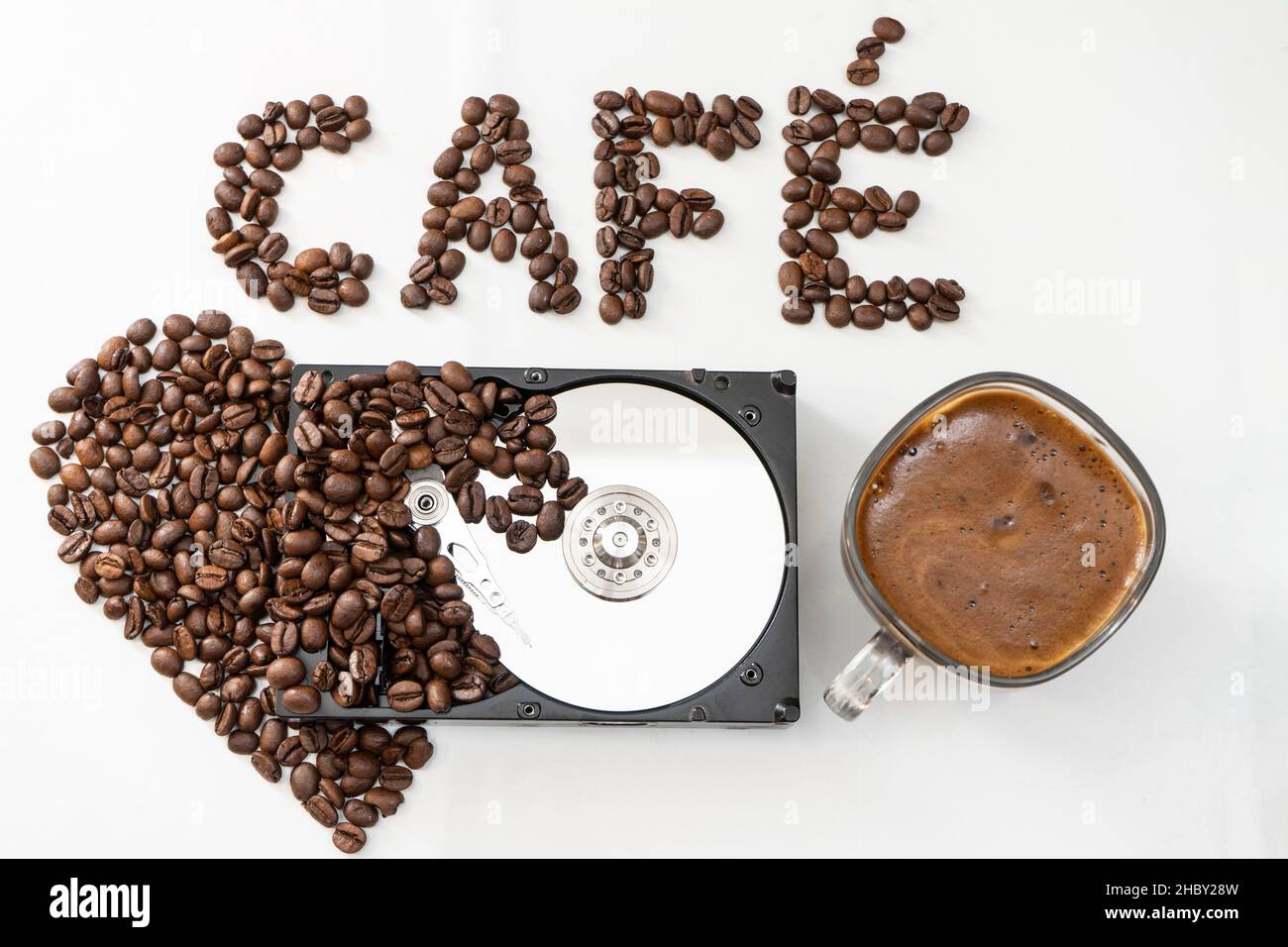 Hard disk cafe concept logo, creative concept Stock Photo - Alamy