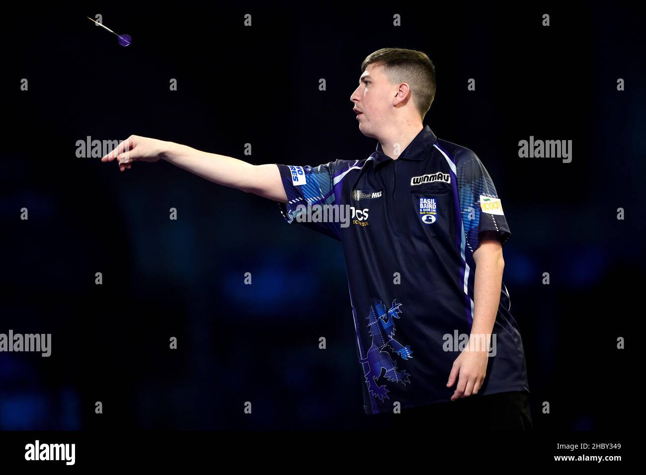 William Borland in action against Ryan Searle during day eight of the ...