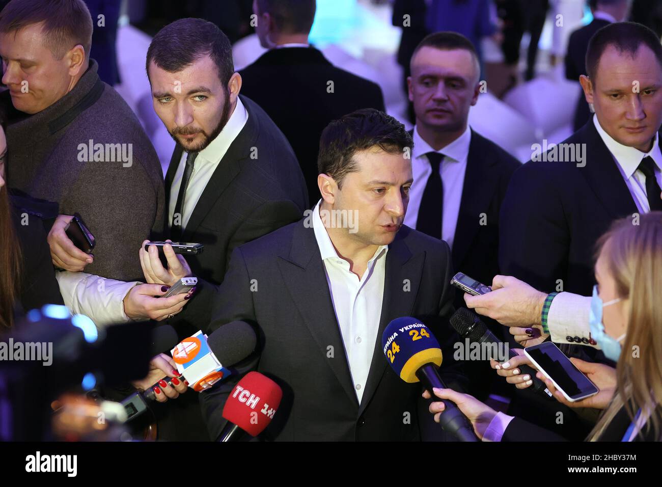 HUTA, UKRAINE - DECEMBER 21, 2021 - President of Ukraine Volodymyr ...